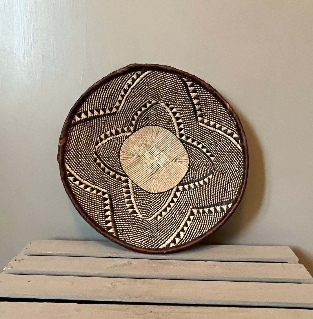 13.5'' Zimbabwe Hand Woven Basket African Ethnic Wall Decoration Tanga ...