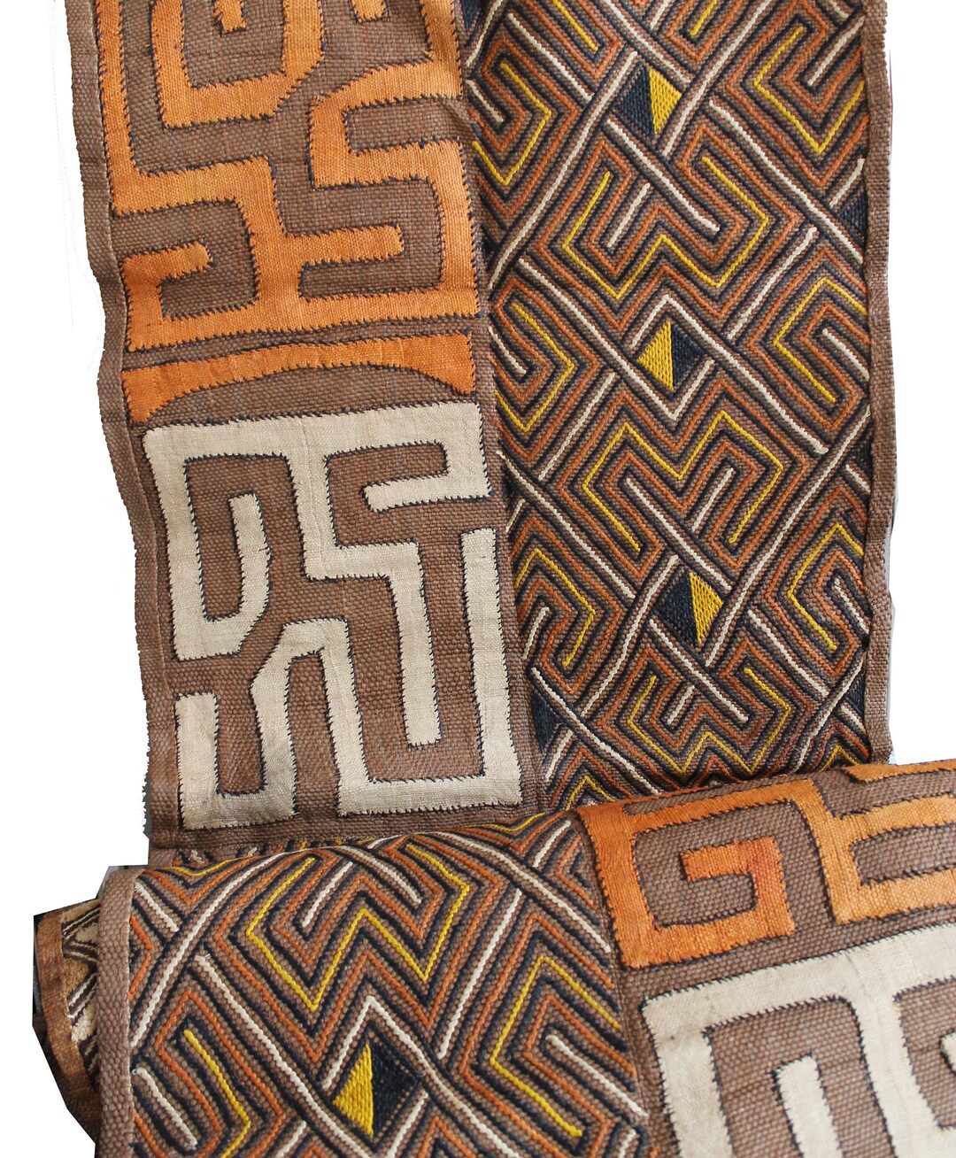 K02 55'' Africa Kuba Cloth DRC Raffia Cloth Authentic Hand Woven Stitch ...