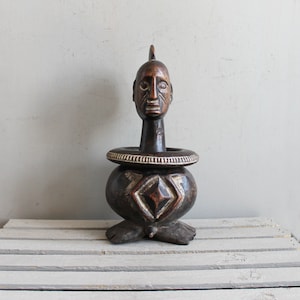 Set of 2 Cameroon Baka Pygmy Dolls Antique Wood Sculpture African Man ...