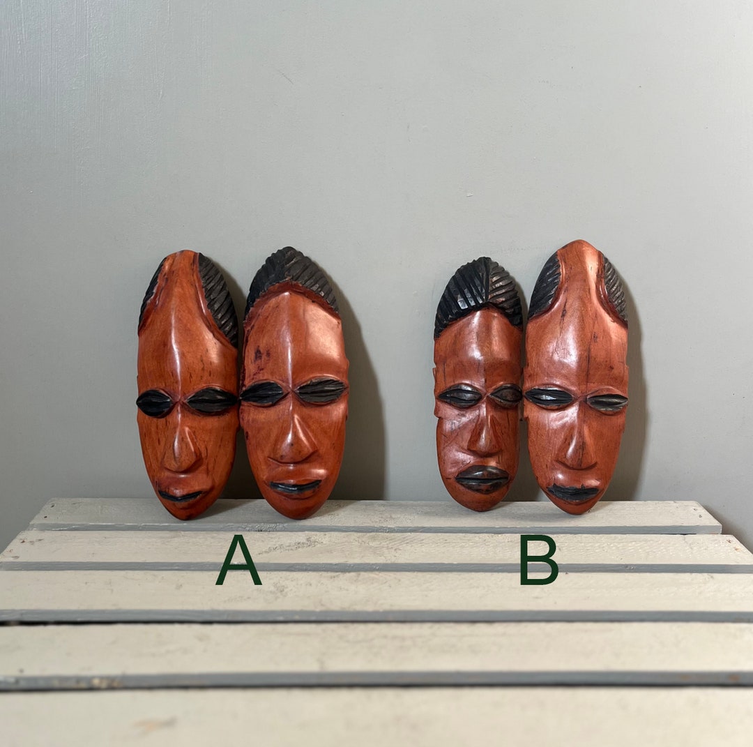 8'' Zambia A Pair Mask Hand Carved Wall Decor African - Etsy