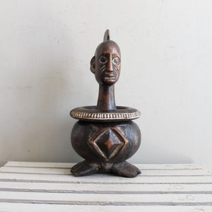 Set of 2 Cameroon Baka Pygmy Dolls Antique Wood Sculpture African Man ...