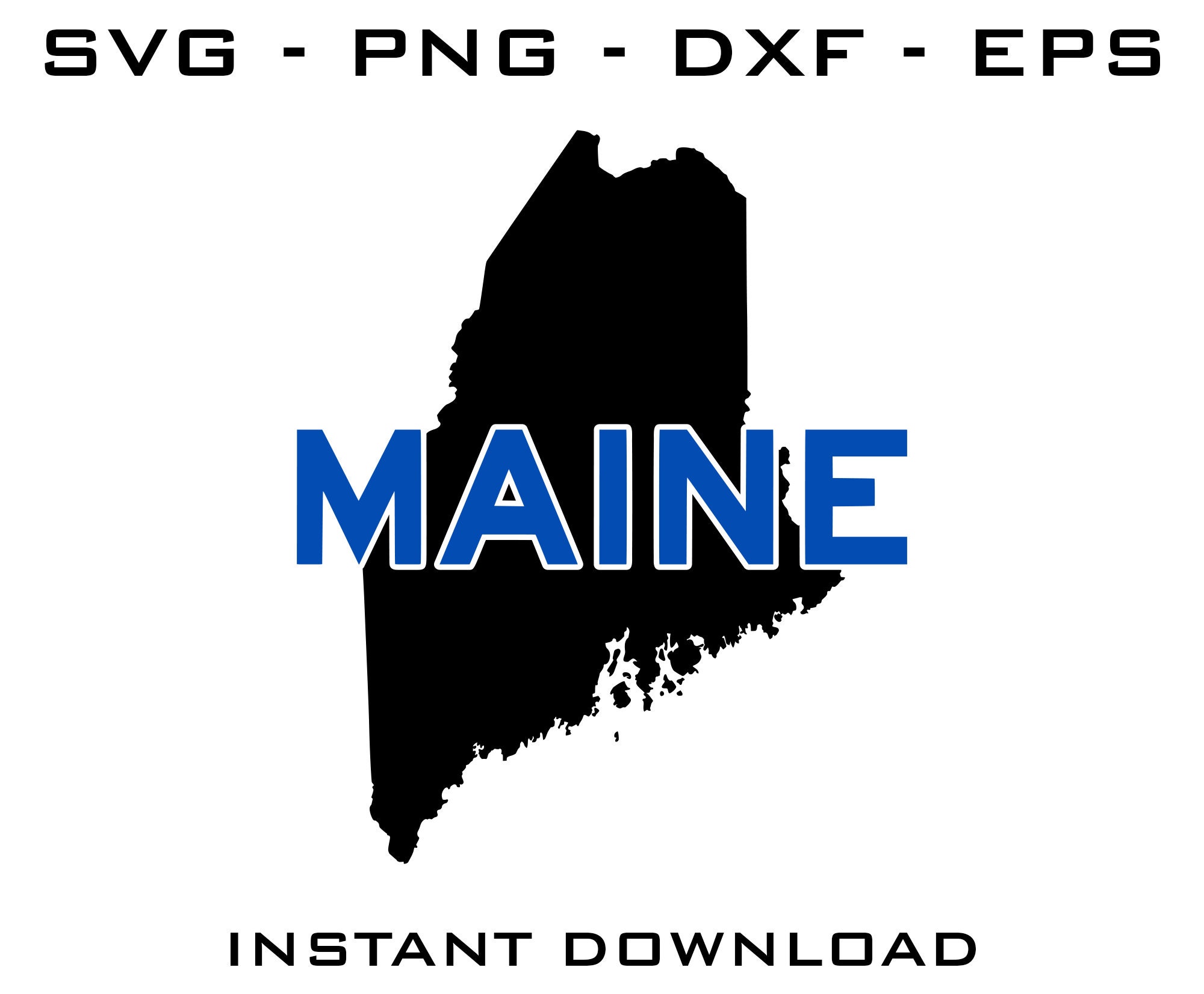 Maine SVG Cut Files – State Outline, Cricut & Silhouette (digital ...