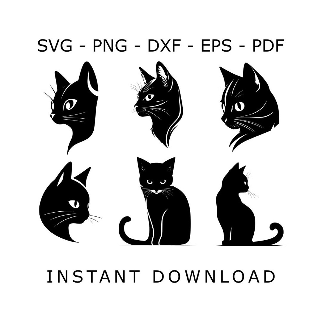 Cat Lovers 6 Unique Designs Bundle, Cat SVG and Cut Files - Etsy