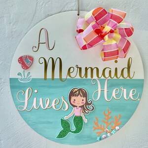 Mermaid Room Decor, Mermaid Sign, A Mermaid Lives Here Sign, Wooden ...