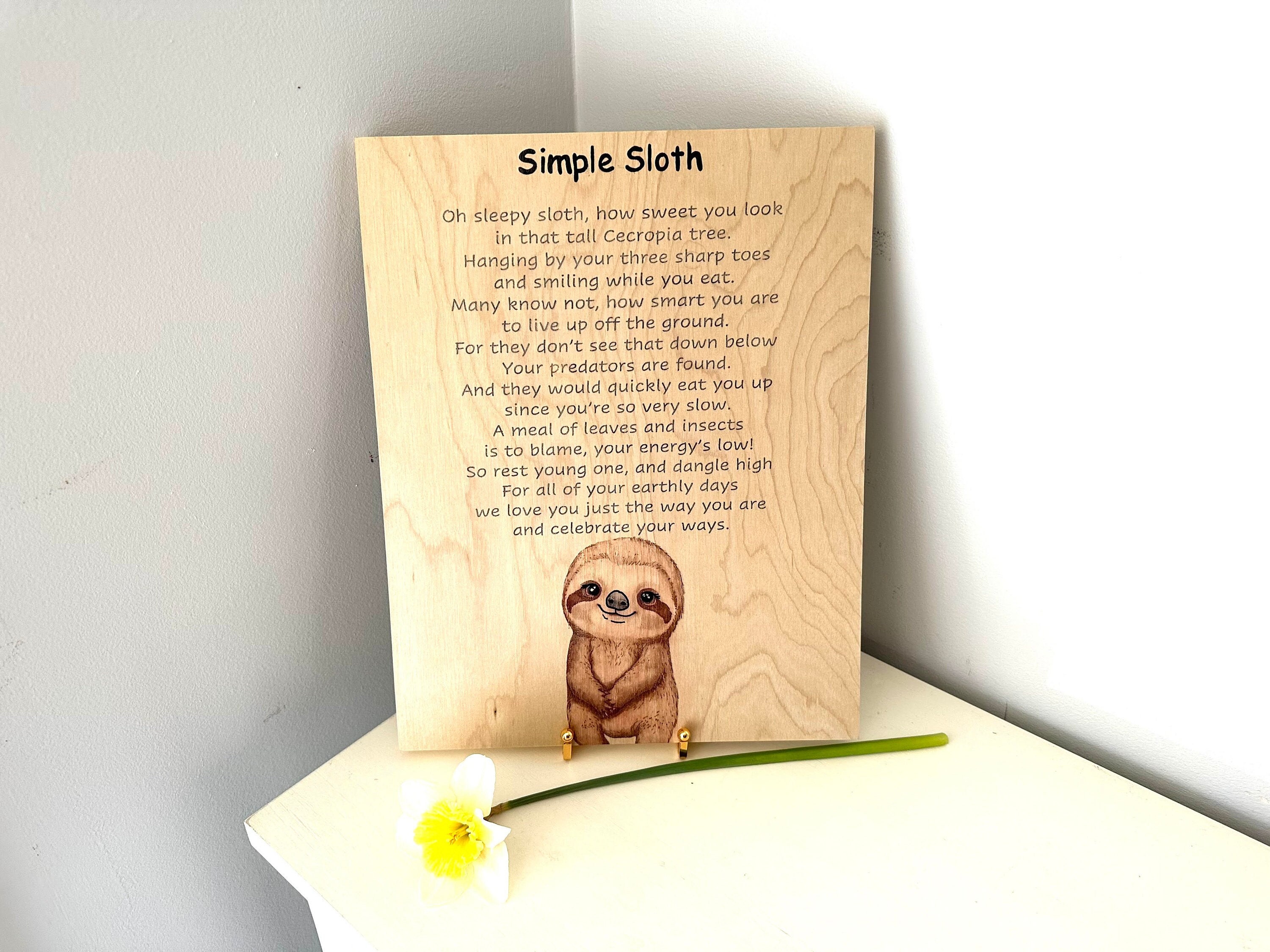 Sloth Sign, Sloth Nursery Wall Decor, Sloth Wall Art, Sloth Poem, Sloth ...
