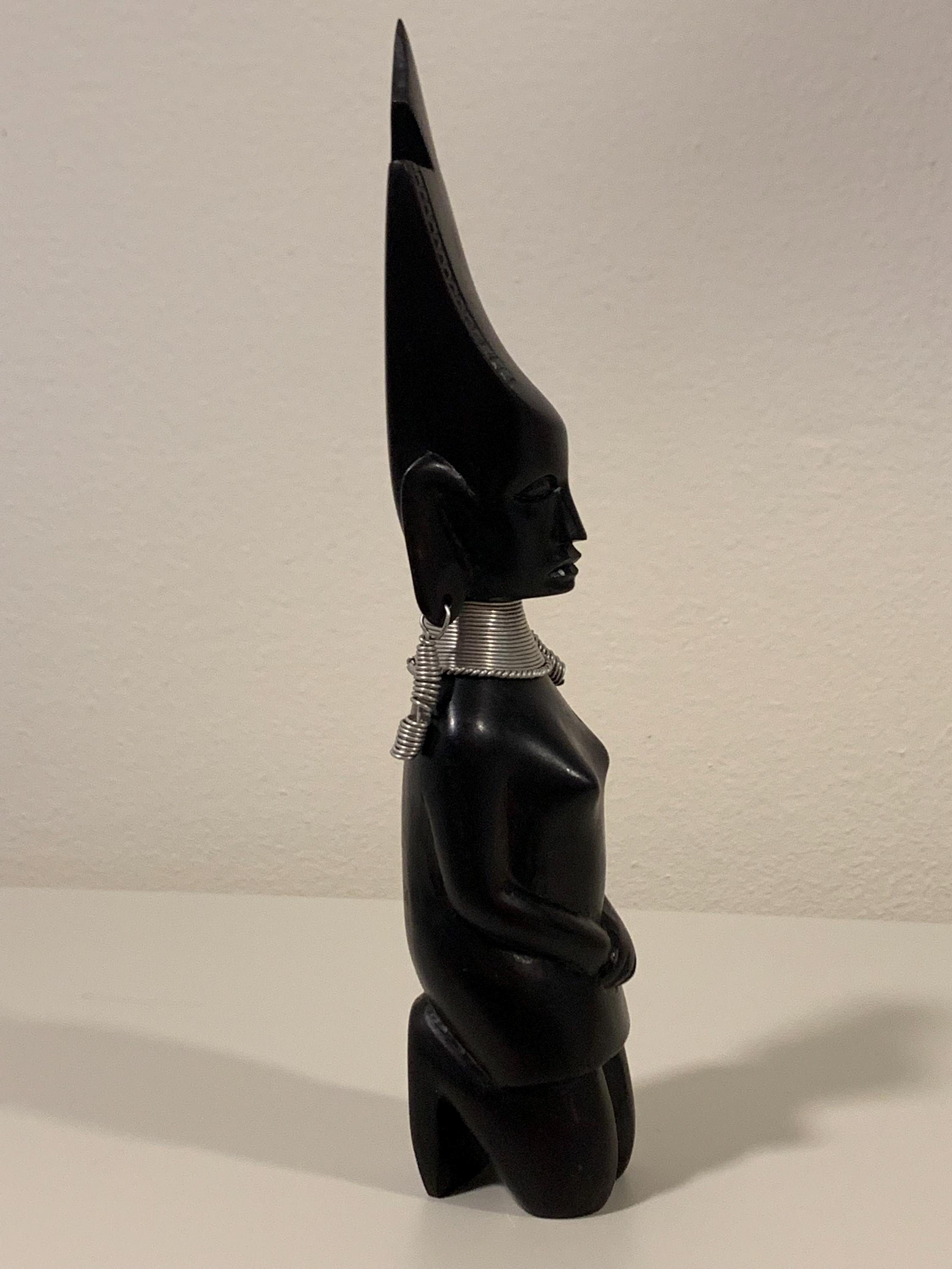 African Hand Carved African Statue, Kneeling African Woman With ...