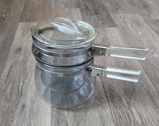 Vintage Pyrex Double Boiler Flameware Glass Coffee Pot Stovetop - Etsy
