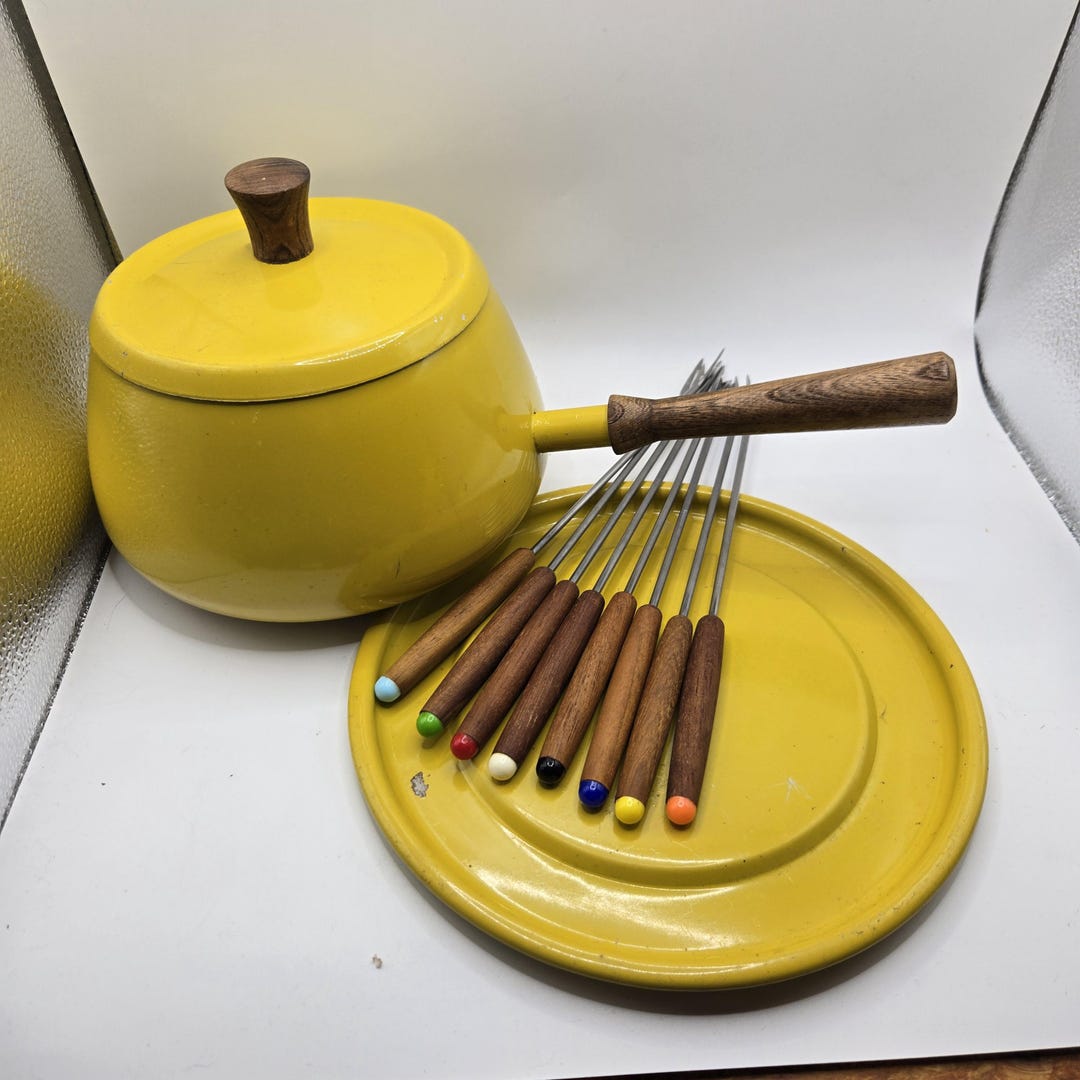 Vintage 60’s Yellow Fondue Styson Made in Japan - Rainbow Colors - Melt ...