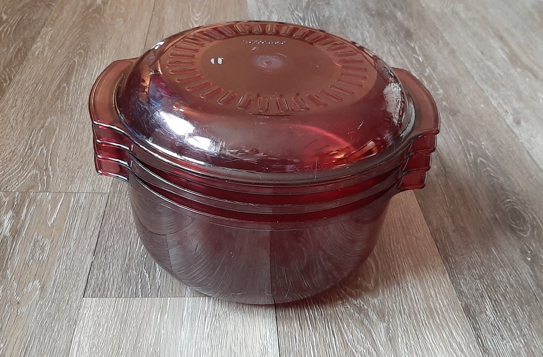 Vintage Tupperware Microwave Stacker Set Cooker Cranberry 4 Piece 200C ...