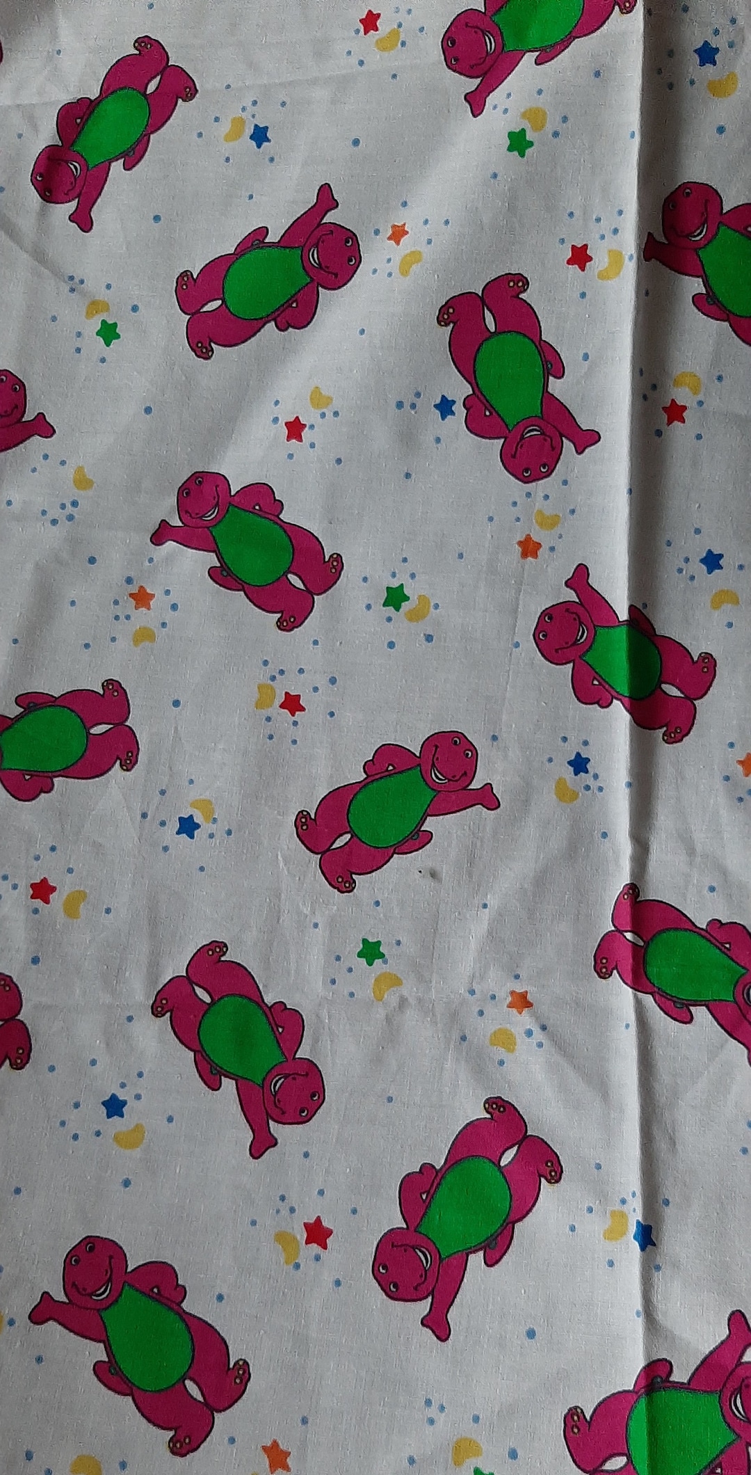 Vintage Barney 1999 Fabric Full 1 Yard 47" X 39" Rainbow Stars - Out of ...
