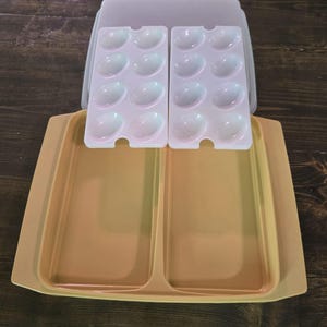 Vintage Tupperware Deviled Egg Carrier With Egg Inserts Yellow Color ...