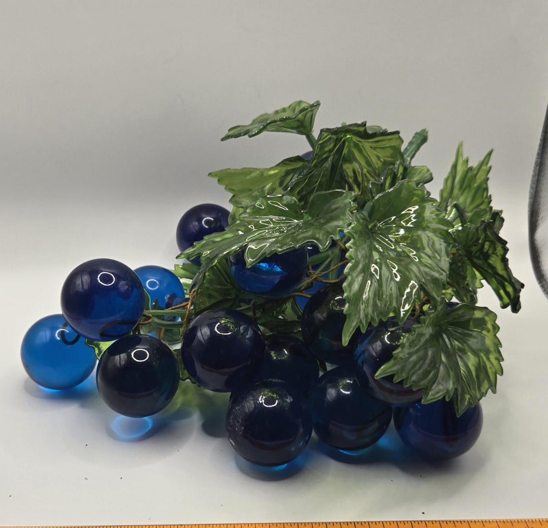 Blue Lucite Grape Clusters Lucite Leaves With Stem MCM- Large Unique ...