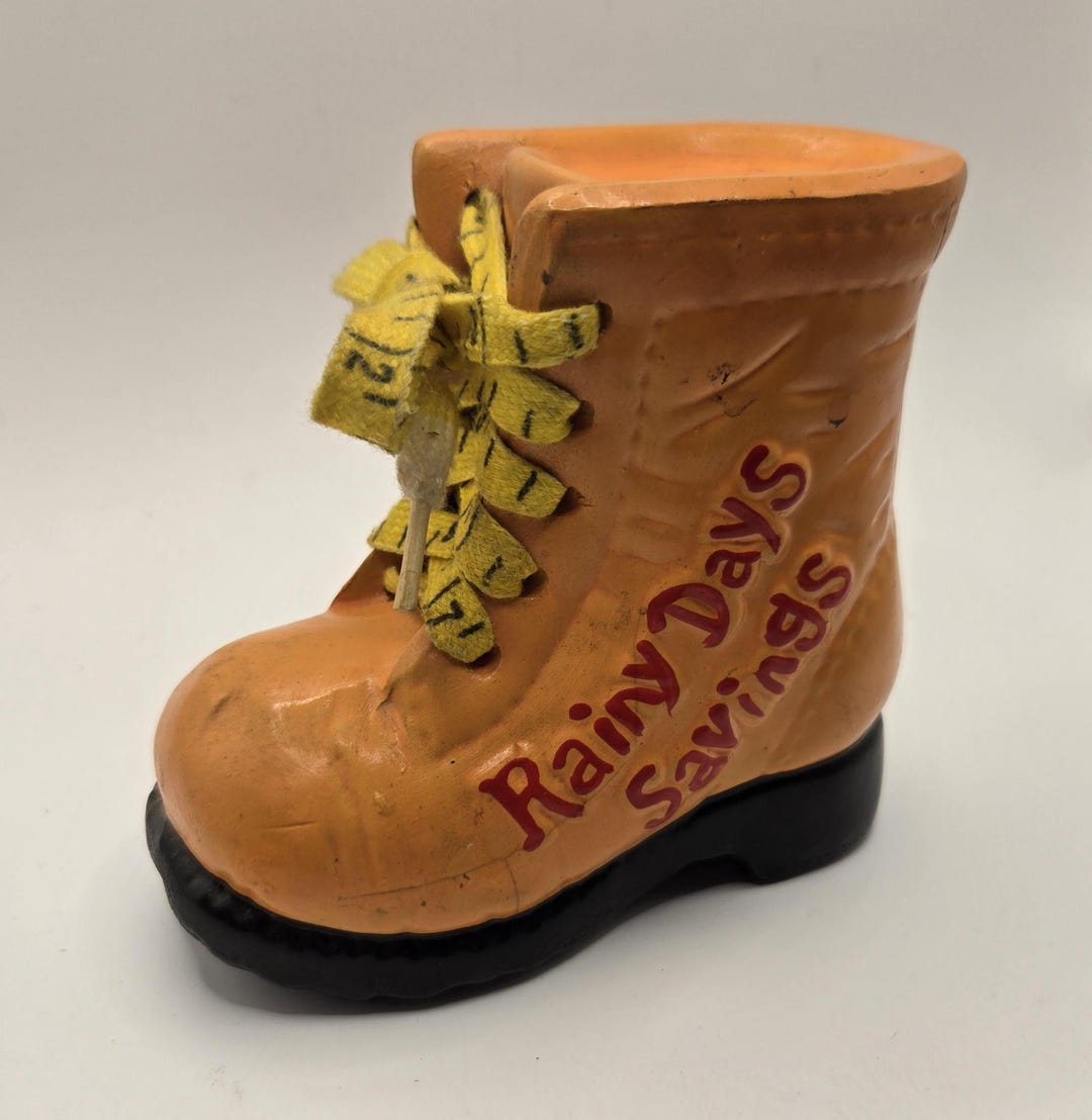 Rainy Day Savings Old School Boot With Tape Measure Laces - Vintage ...
