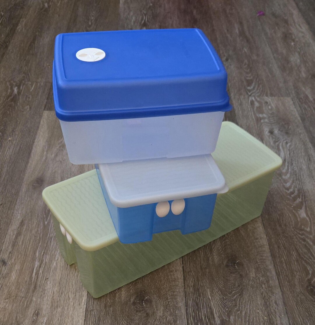 Tupperware Fridgesmart Blue Refrigerator Container Set of 3 - Food ...