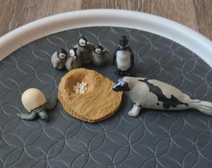 Schleich Penguin Sea Turtle Seal -educational Toys - Diorama Imaginary ...