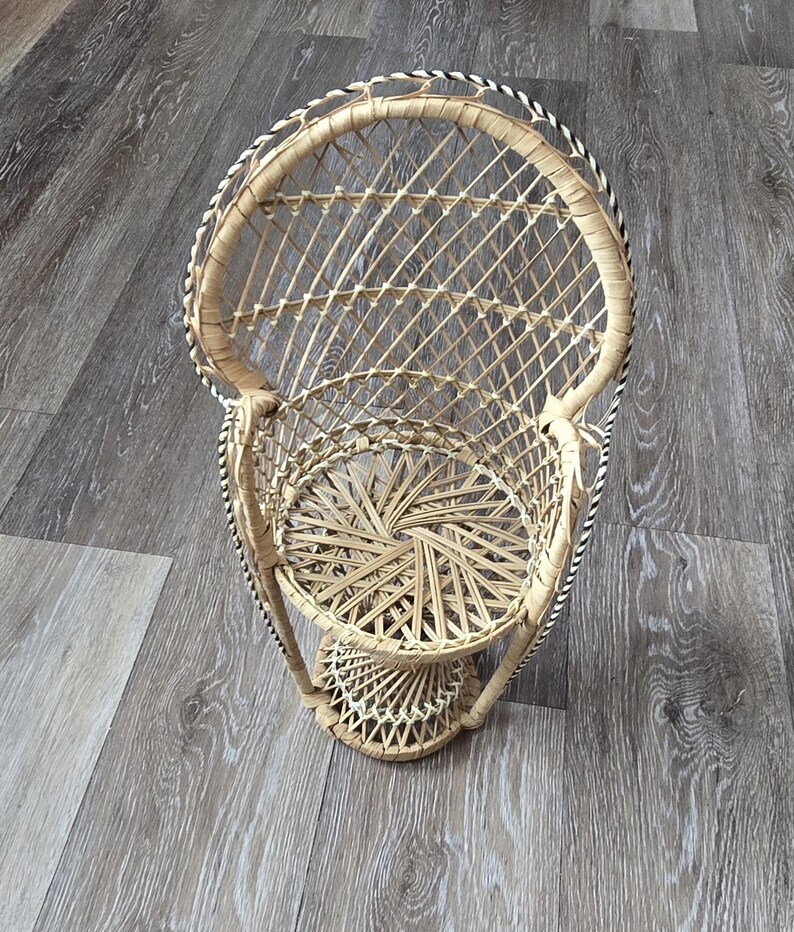 Peacock Chair Wicker Rattan Plant Stand Vintage Doll Chair - 16 Inch ...