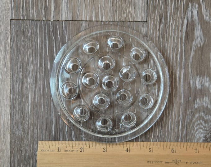 Glass Flower Frog - Vintage Flower Arrangement - Floral Art - 16 Holes ...