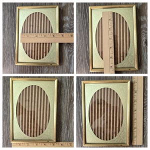 Vintage Brass Picture Frame Glass 5 X 7 Inch Oval Opening Desk Top 8 ...
