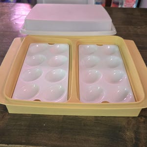 Vintage Tupperware Deviled Egg Carrier With Egg Inserts Yellow Color ...