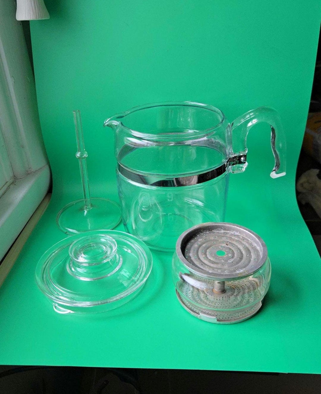 Pyrex 9-cup Glass Percolator 1960's Coffee Pot Stovetop Complete Glass ...