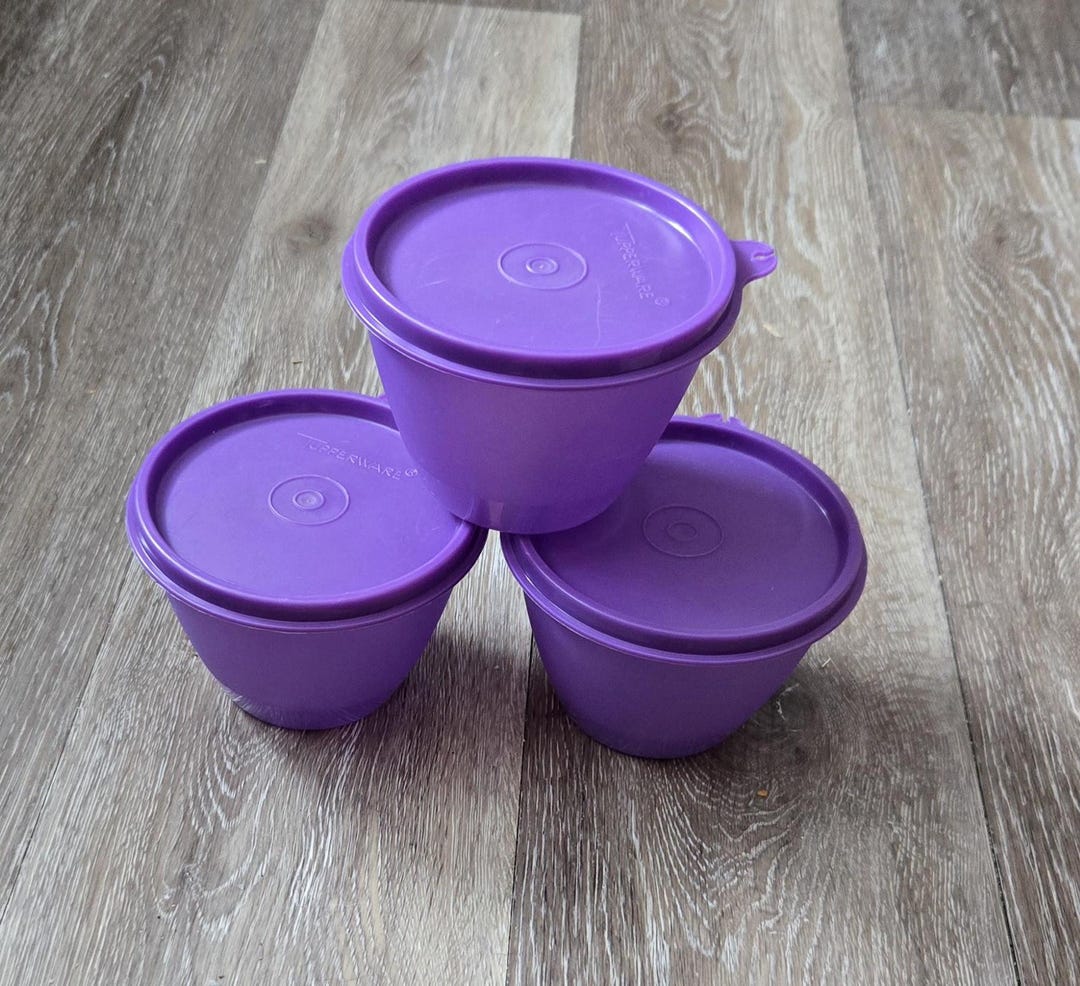 Purple Tupperware Refrigerator Bowls - Set of 3 - Each Holds 2 Cups ...