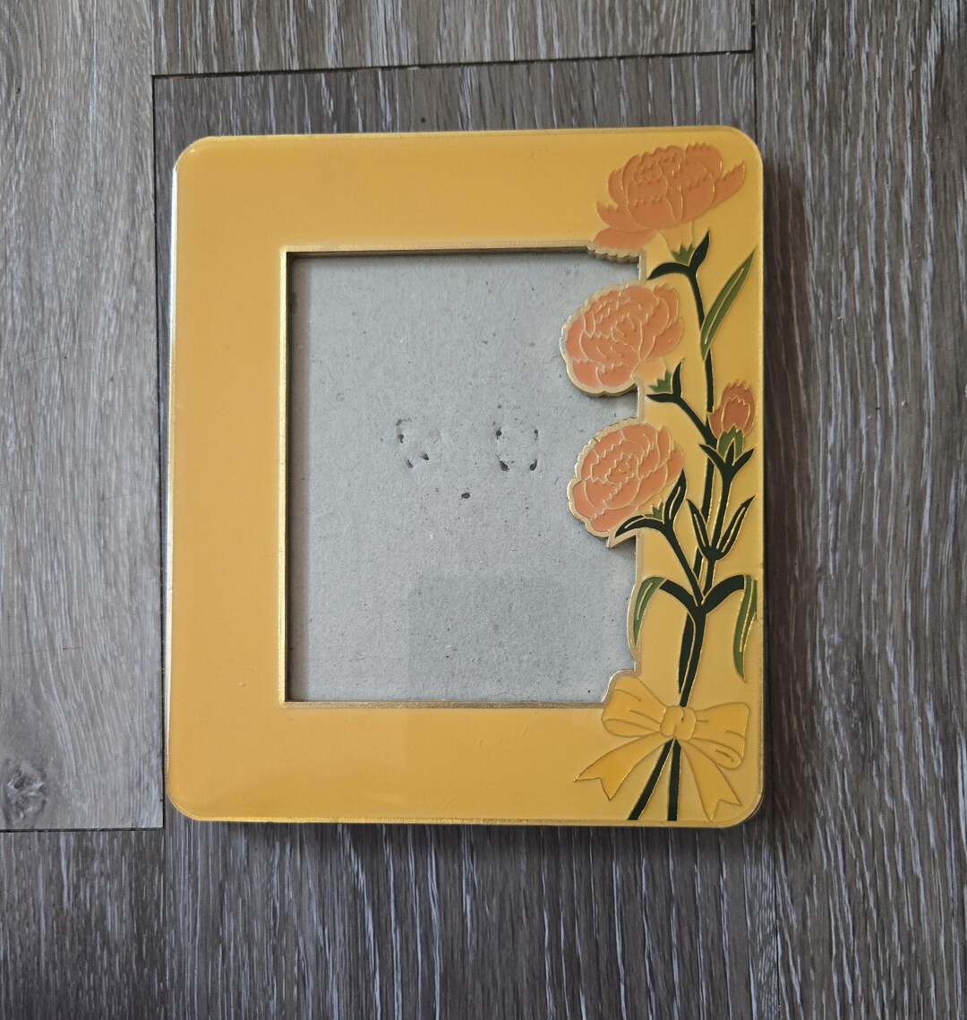 Vintage Enameled Yellow Picture Frame - 6in X 7in - Vintage Brass ...