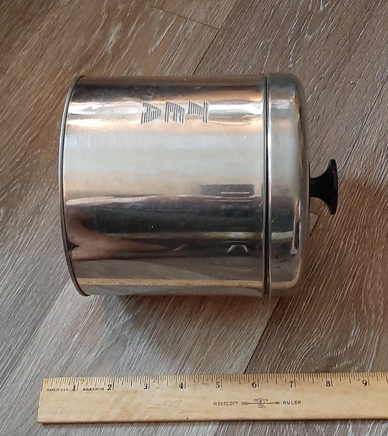 Tea Canister MCM Metal Black Knob - Etched Tea - Tea Lover - Storage - Etsy