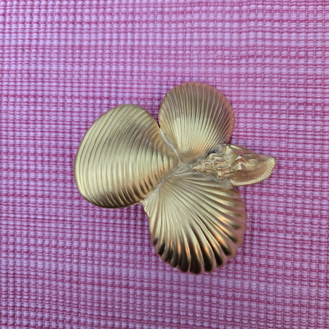 Seashell Belt Buckle Brass Metal - 3 Leaf Clover Shape - Unique Clam ...