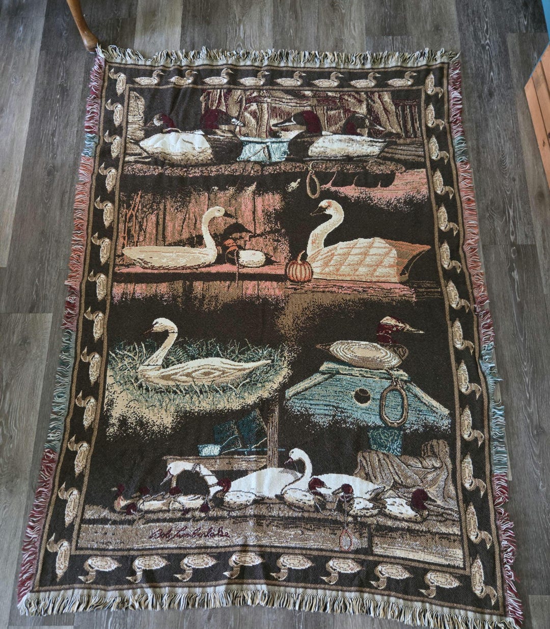 Vintage Bob Timberlake Weavers Goose Duck Throw - 52in X 72in ...