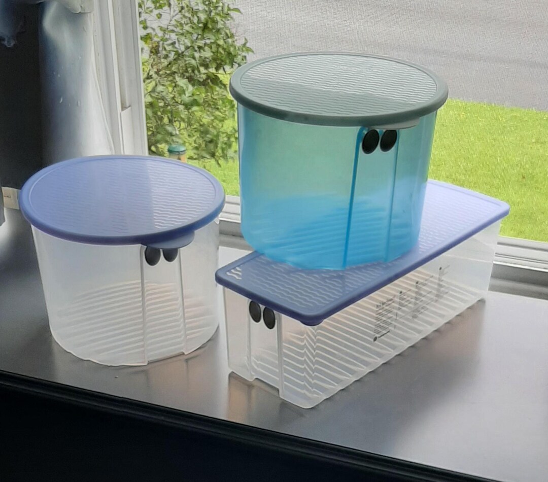 Tupperware Fridgesmart Blue Refrigerator Container Set of 3 - Food ...