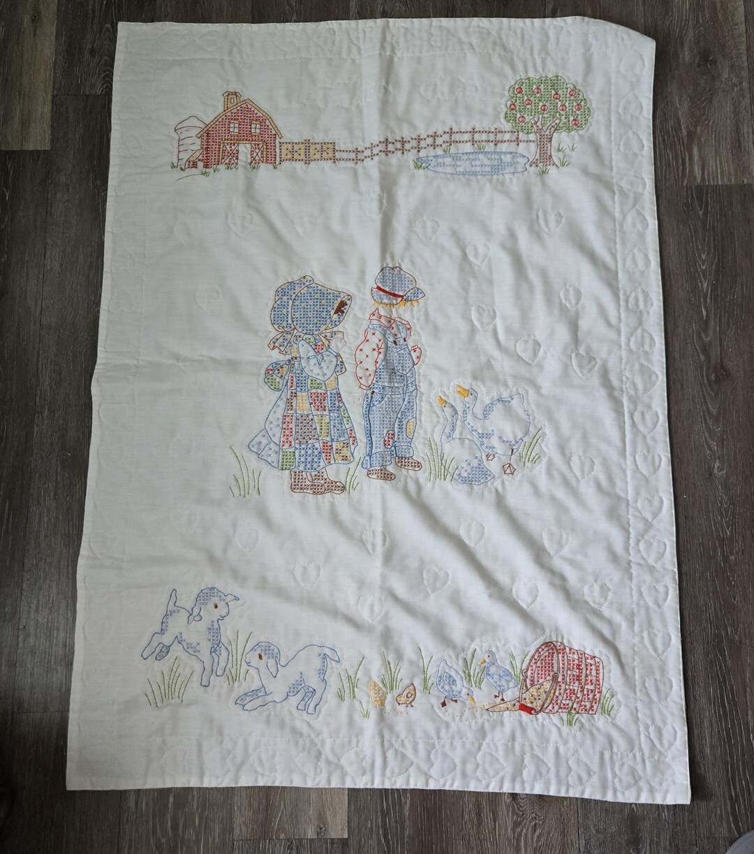 Crib Quilt Handmade Holly Hobbie Needle Point - Lambs Goose Barn ...