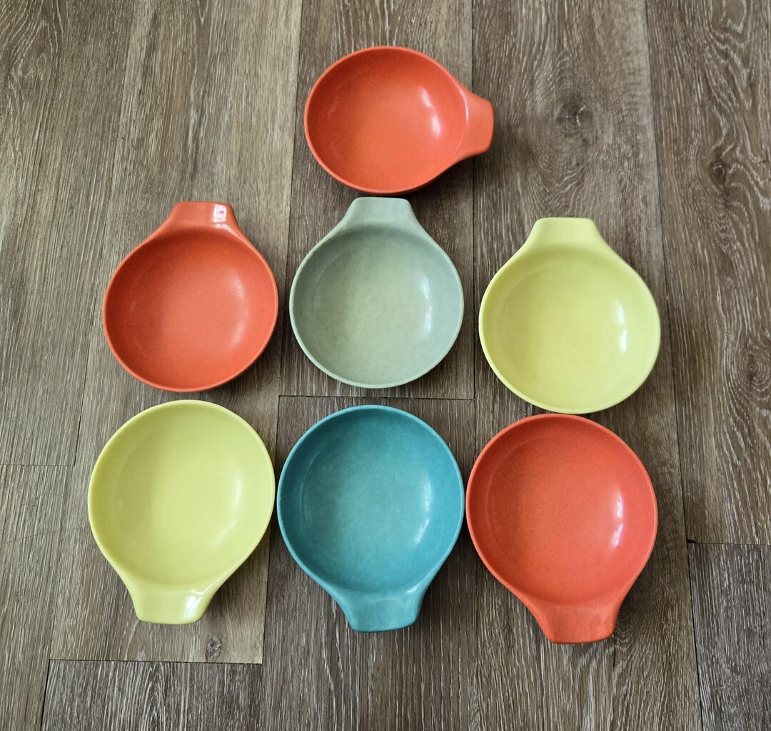 Russel Wright Residential Handled Bowls South West Retro Colors - 7 Melamine Bowls - Mid Century ...