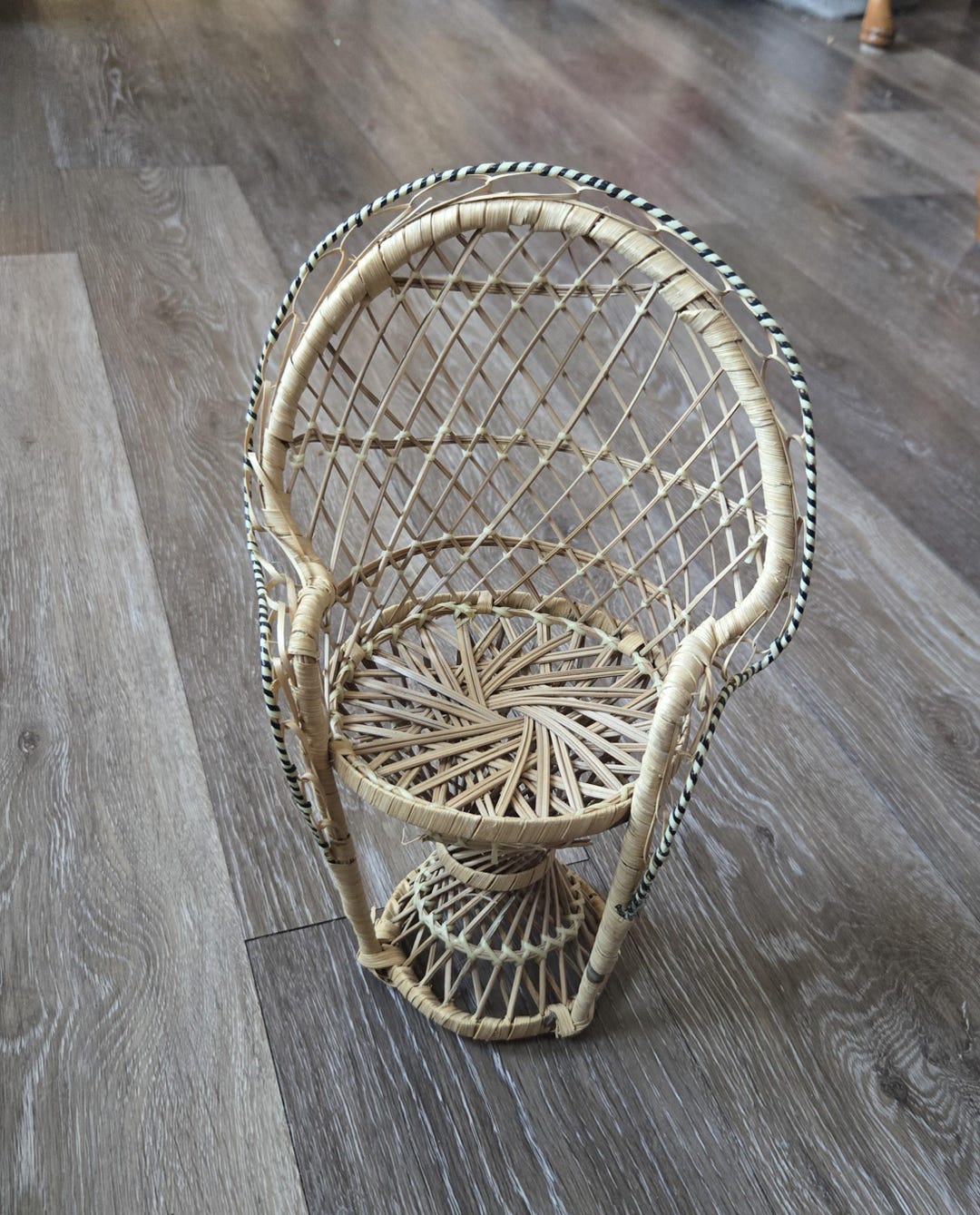 Vintage Peacock Chair Wicker Rattan Plant Stand Doll Chair Hobo ...