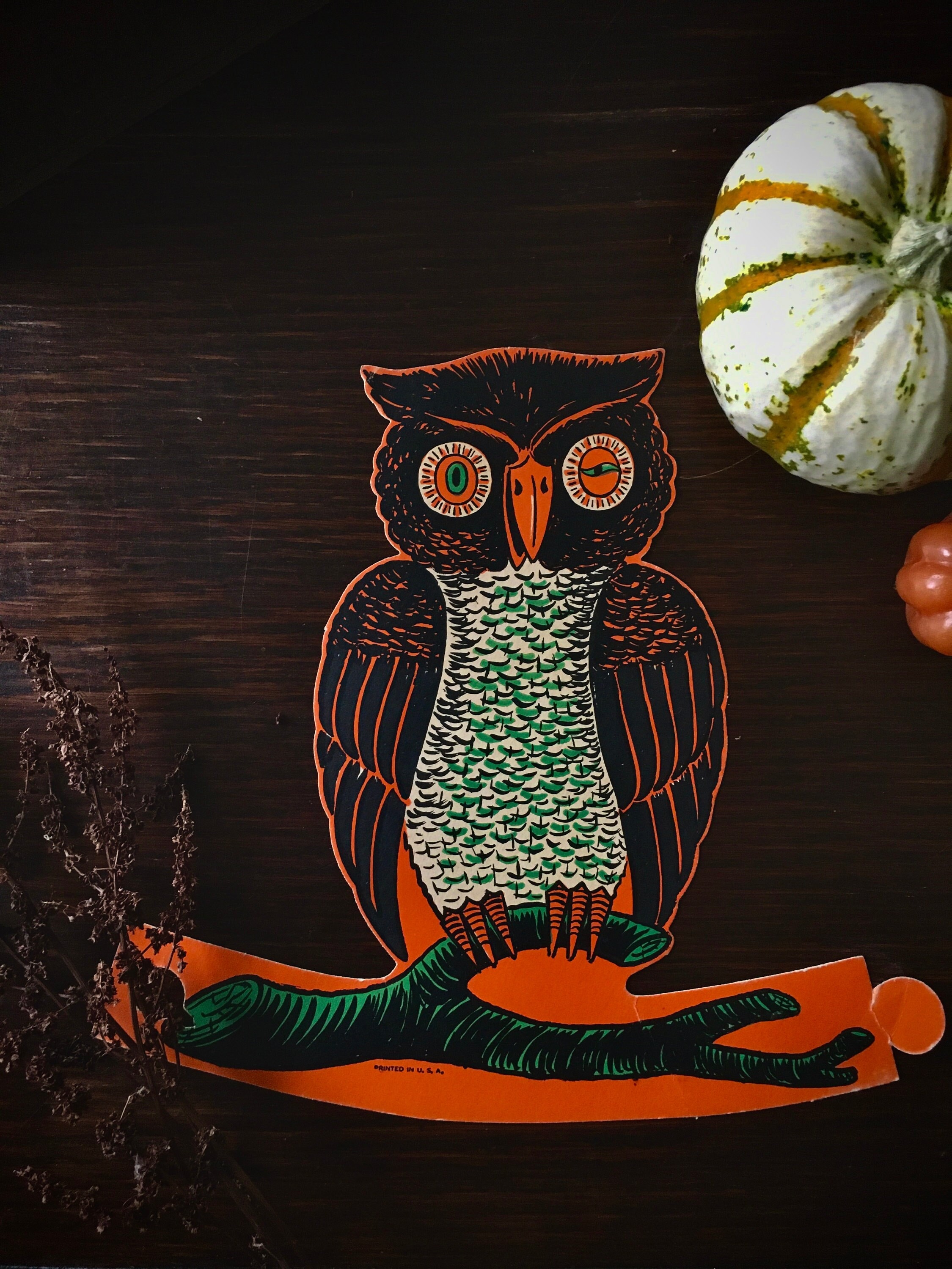 Vintage Halloween Owl Decoration: 1920s Beistle Standup (digital ...