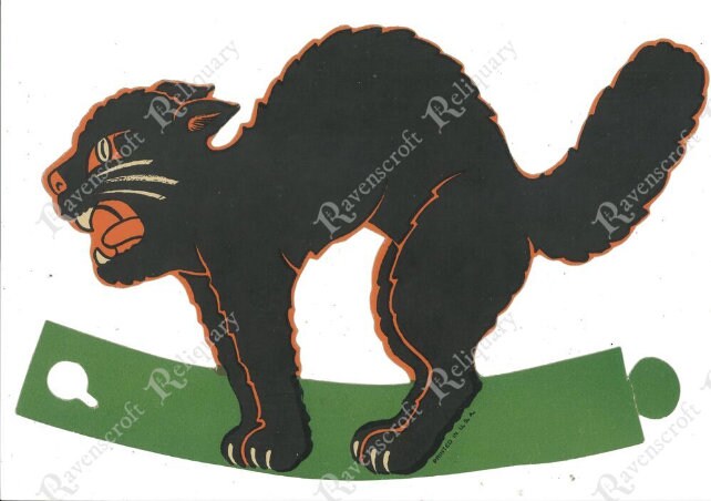 Vintage Halloween Decor - 1920's Beistle Diecut Spooky Black Cat ...