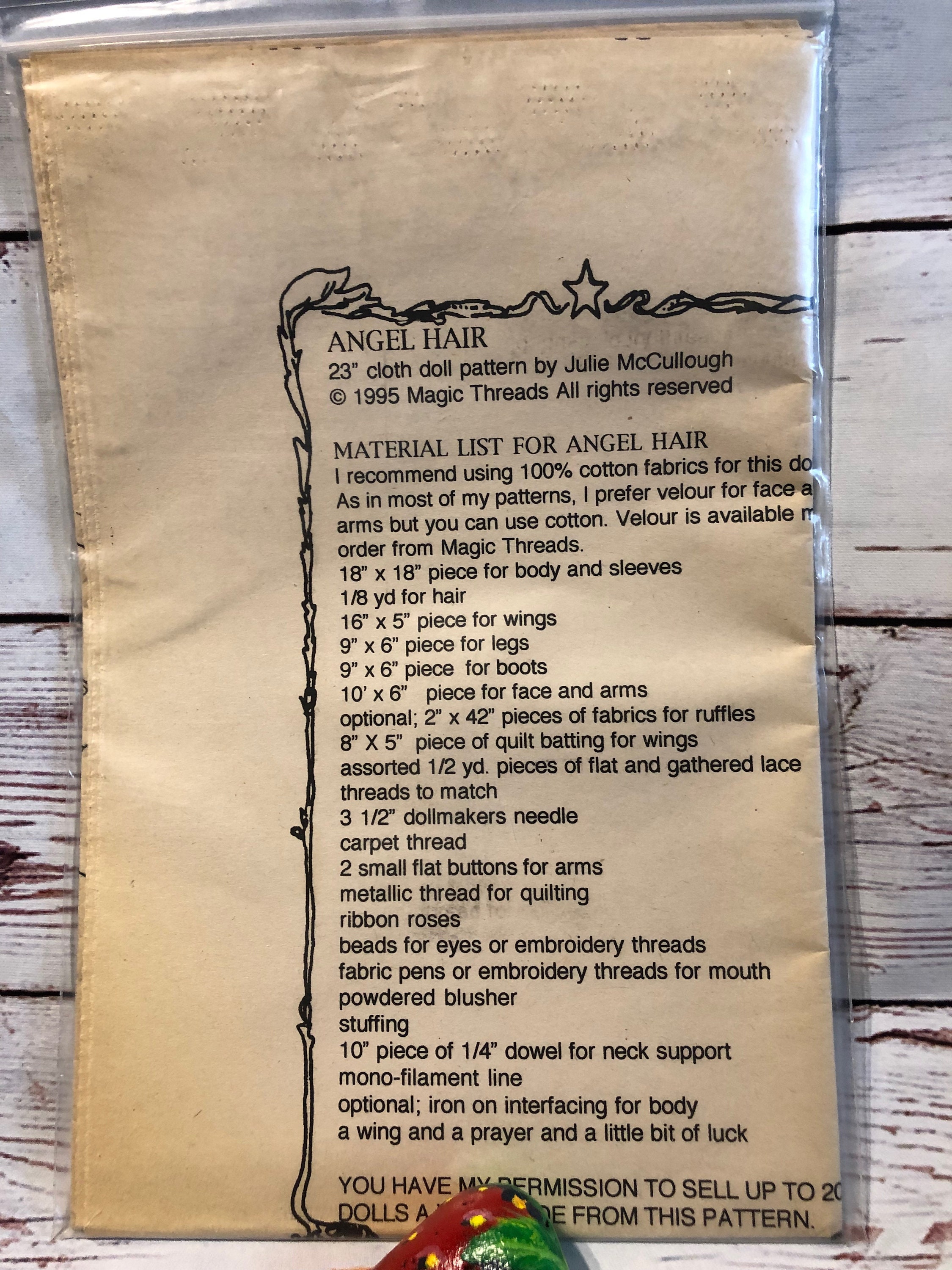 Vintage Magic Threads angel Hair 23 Cloth Doll Pattern by Julie ...