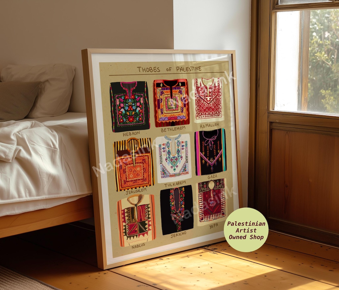 Thobes of Palestine - Art Print | Traditional Tatreez Thobes ...