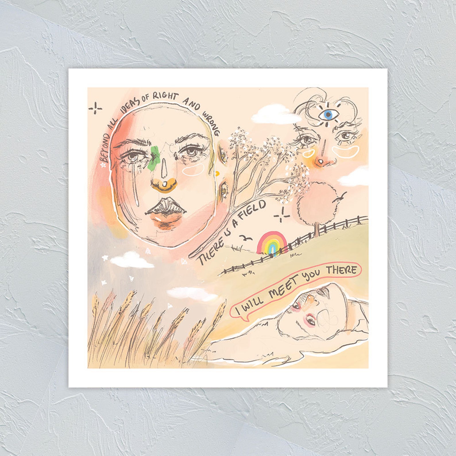 There is a Field 11x11 Inch Rumi Quote Art Print - Etsy