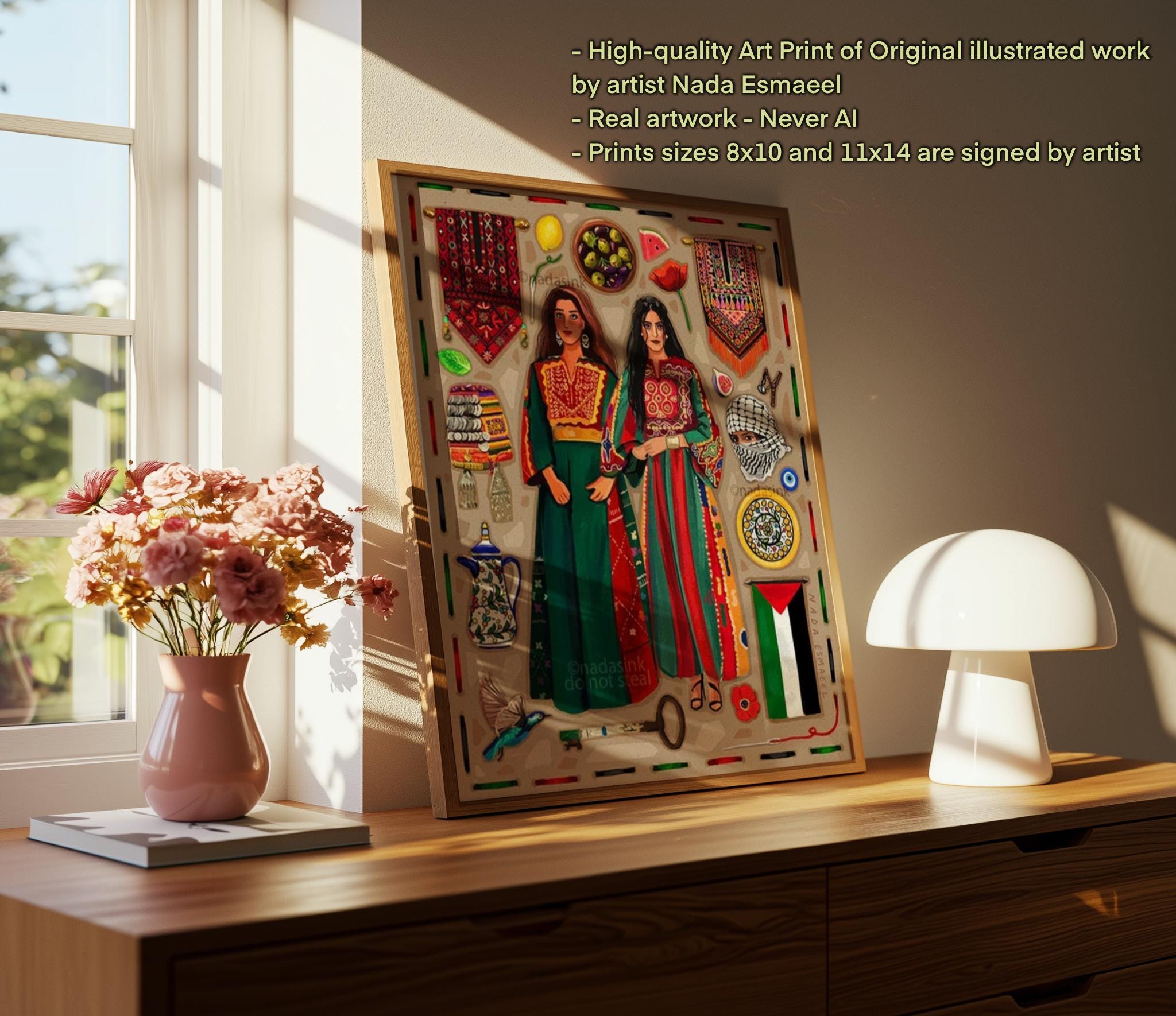 Palestinian Mosaic IV - Art Print | Palestine Women Tatreez Dresses Art ...
