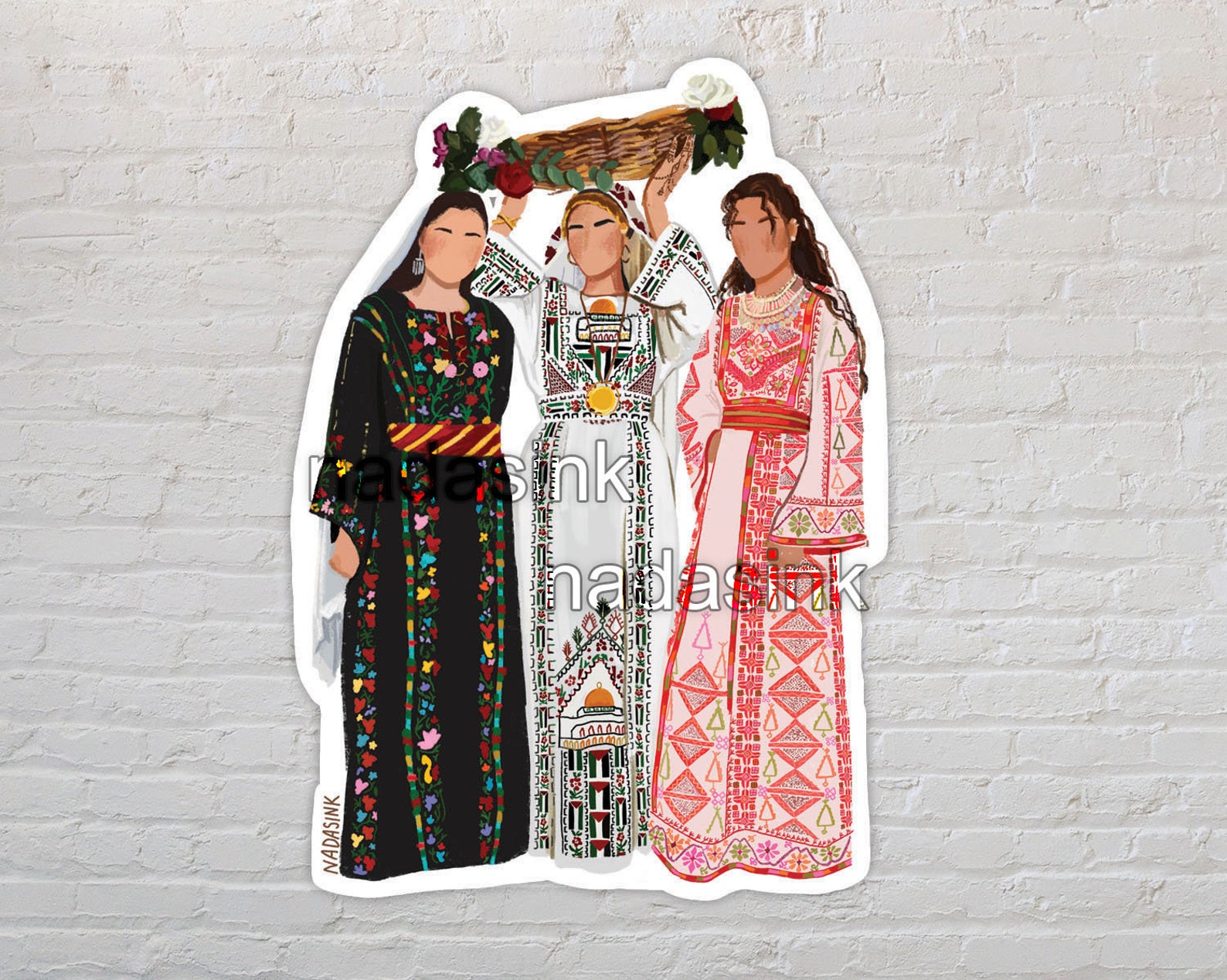 Palestinian Women Sticker - Vinyl & Waterproof - 3" X 2.1" - | Tatreez ...