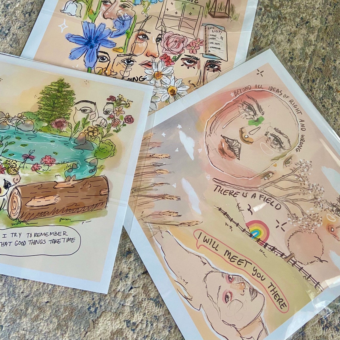 There is a Field 11x11 Inch Rumi Quote Art Print - Etsy