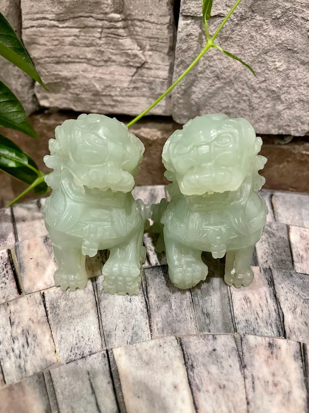 Jade Foo Dog Pair, Good Luck Gifts, Vintage Home Decor, Green Home ...