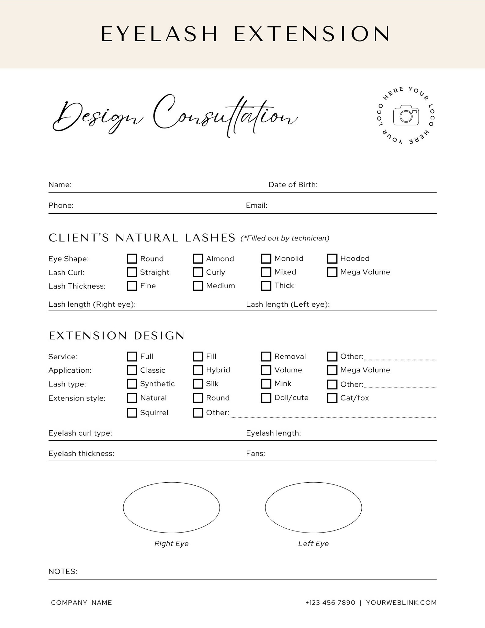 Eye Lash Extension Policy Digital Download Canva Template Cancellation ...