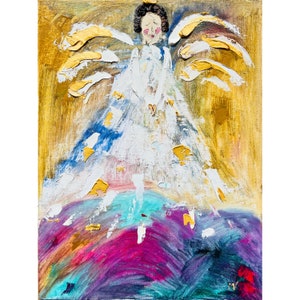 Angel Painting Religious Original Art Angel Happiness Artwork - Etsy