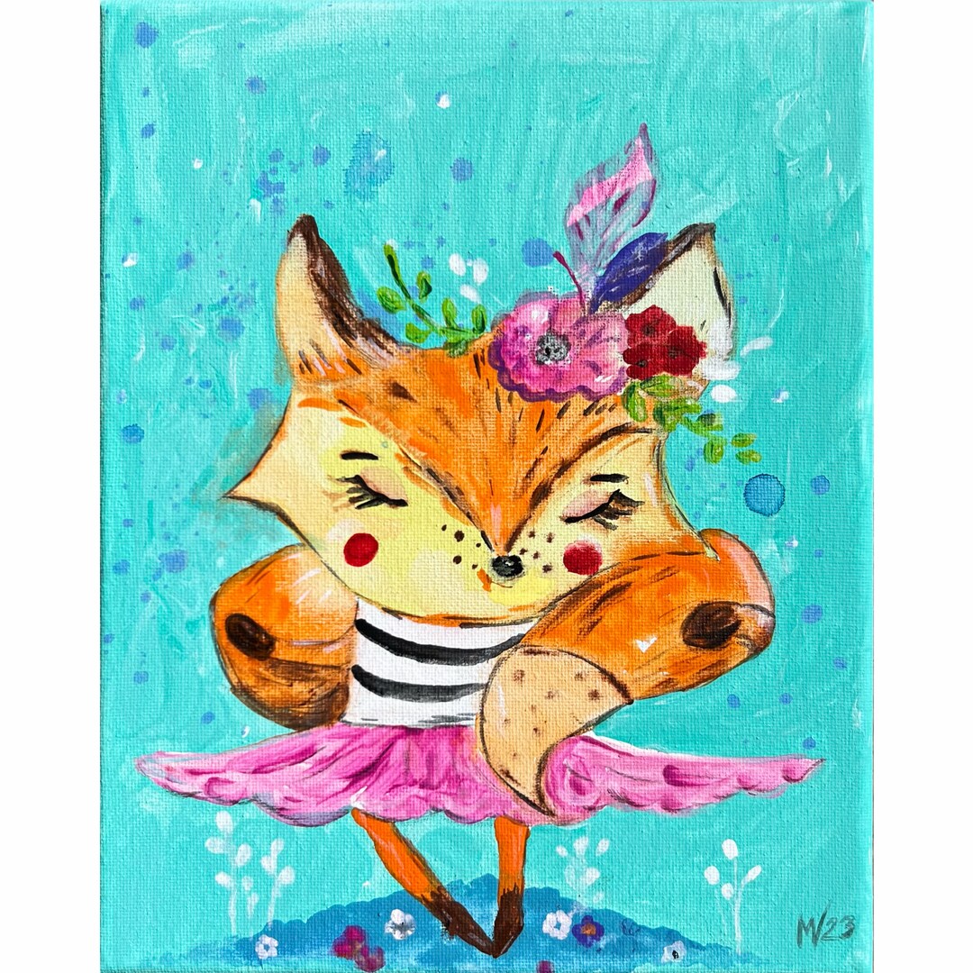 Fox Painting Original Art Fox Artwork Canvas Decor Animal Wall Art Fox ...