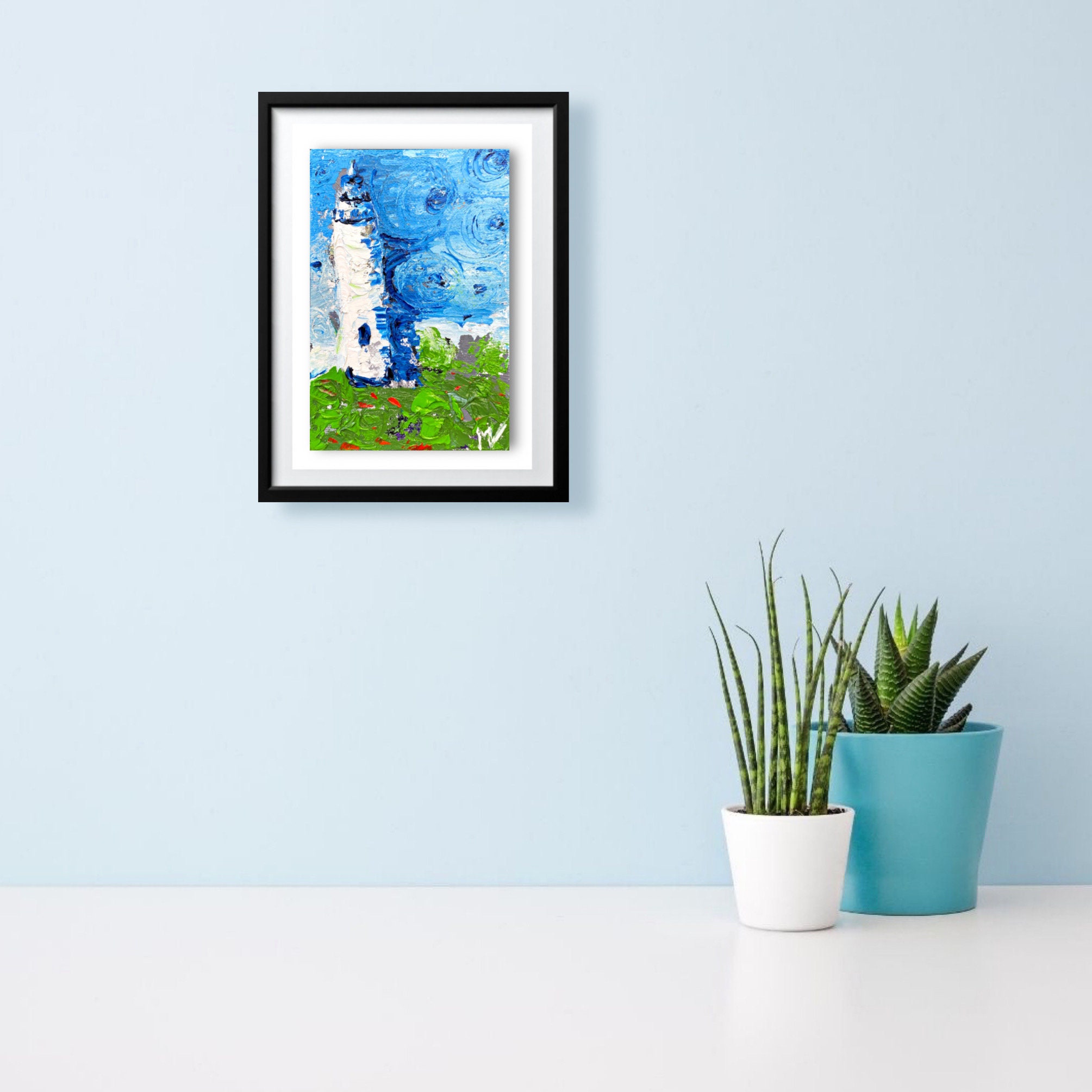 Lighthouse Painting Abstract Original Art Impasto Oil Painting Canvas ...