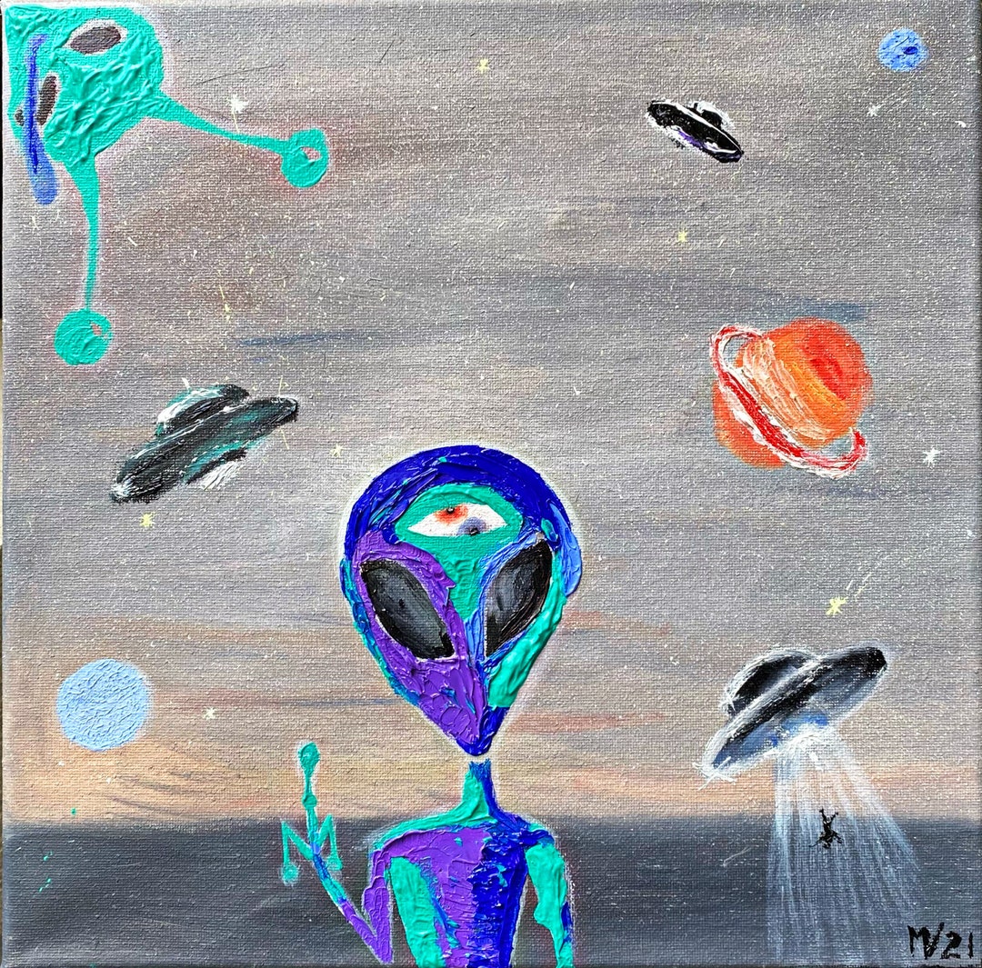 Alien Painting Galaxy Original Art Oil Canvas Painting Fantasy Painting ...
