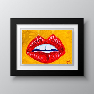 Red Lips Painting Pop Original Art Red Hot Lips Artwork Canvas Painting ...