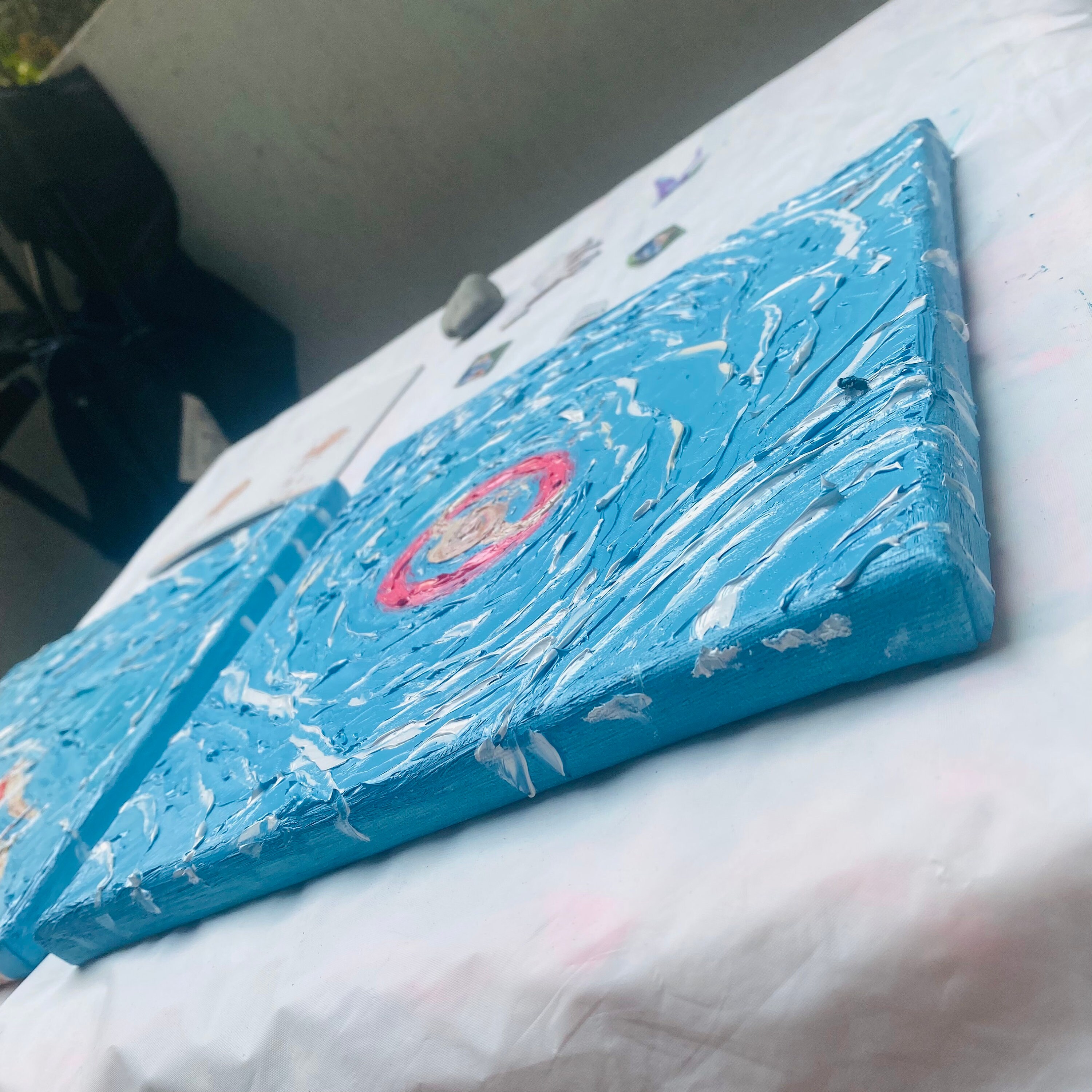 Pool Painting Circle Original Art Oil Canvas Art 10 - Etsy