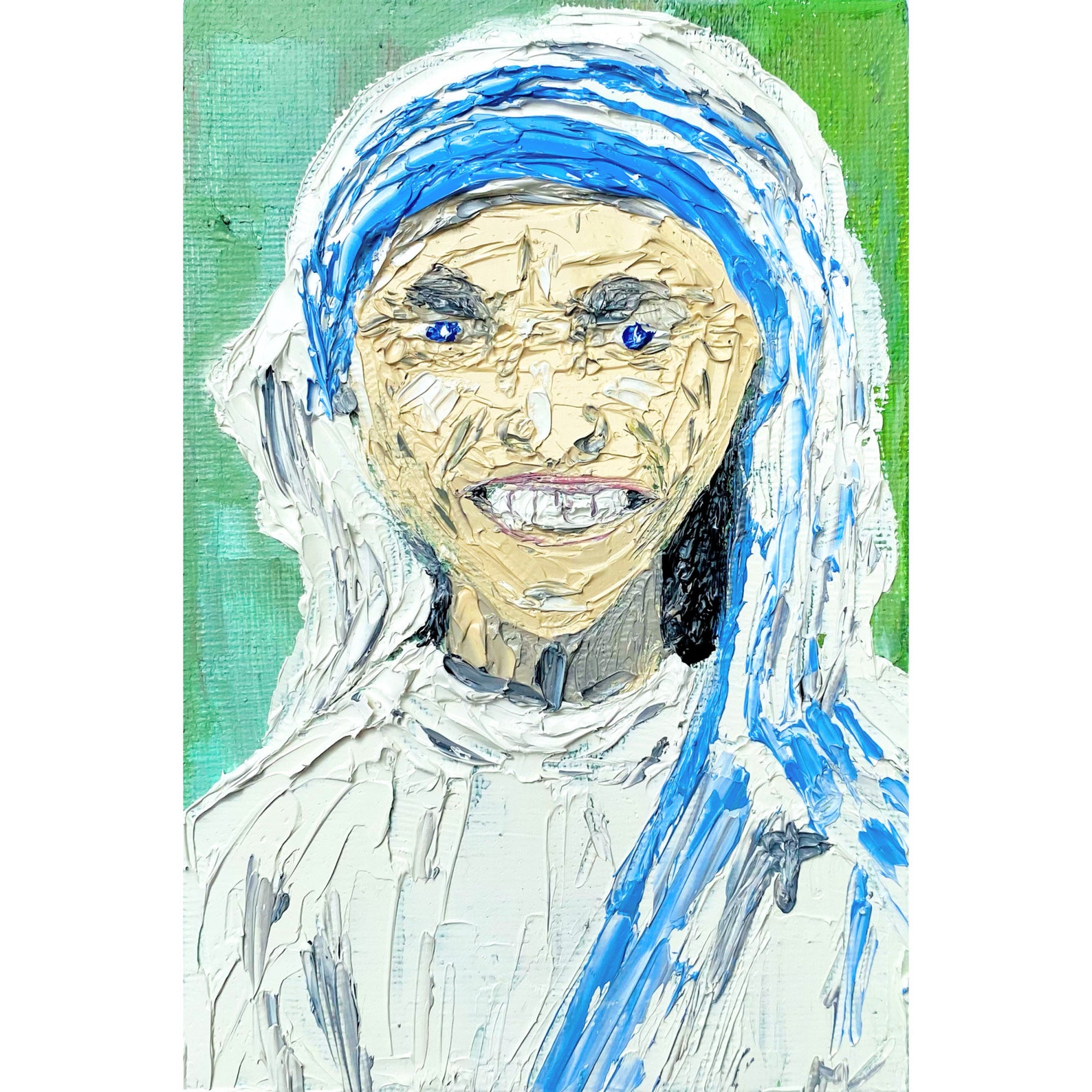 Mother Teresa Icon Painting Original Mother Teresa Portrait Canvas Art ...